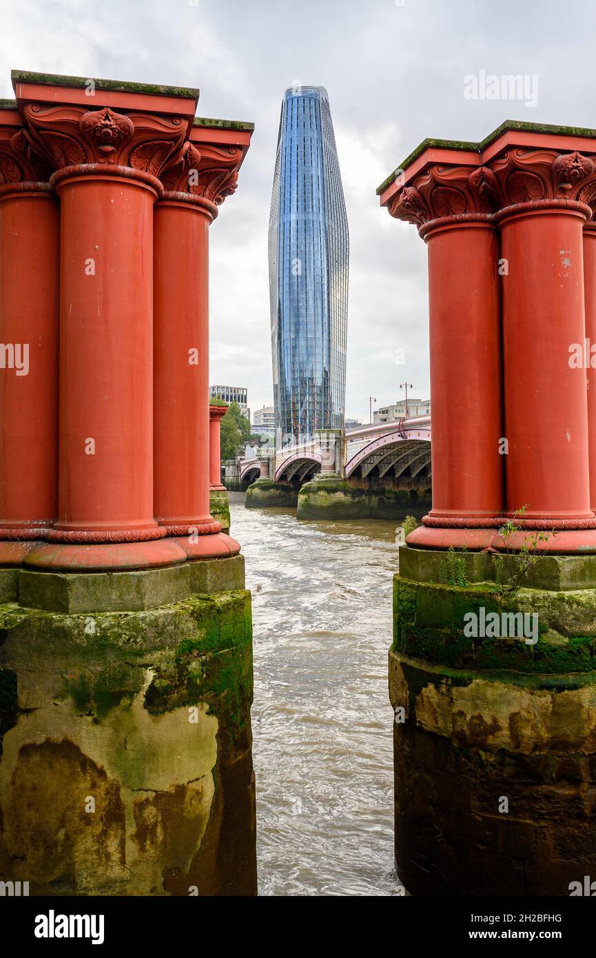 The Boomerang luxury apartments block viewed in between the old, red ...