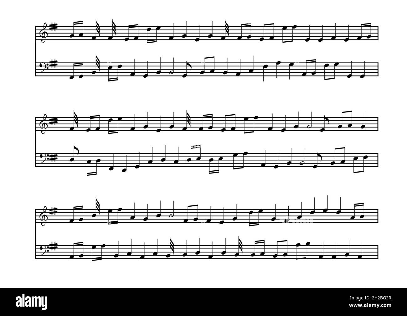 Music staff with notes on white background Stock Photo - Alamy