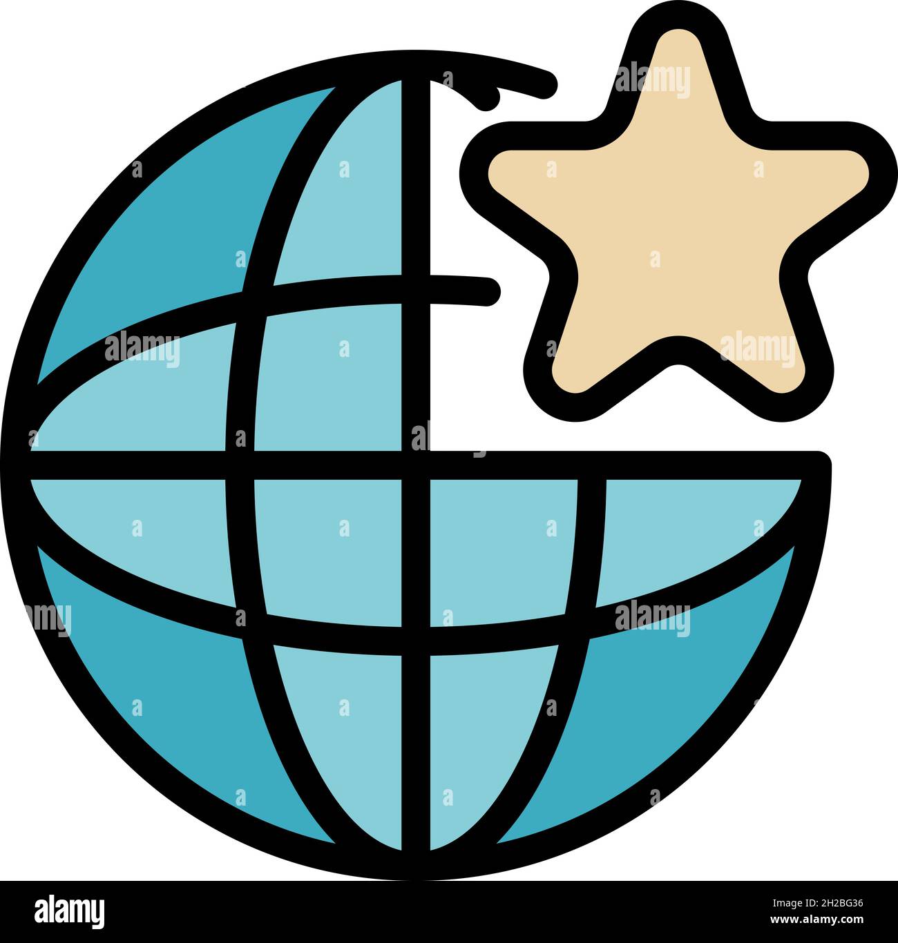 Global star engaging icon. Outline global star engaging vector icon ...