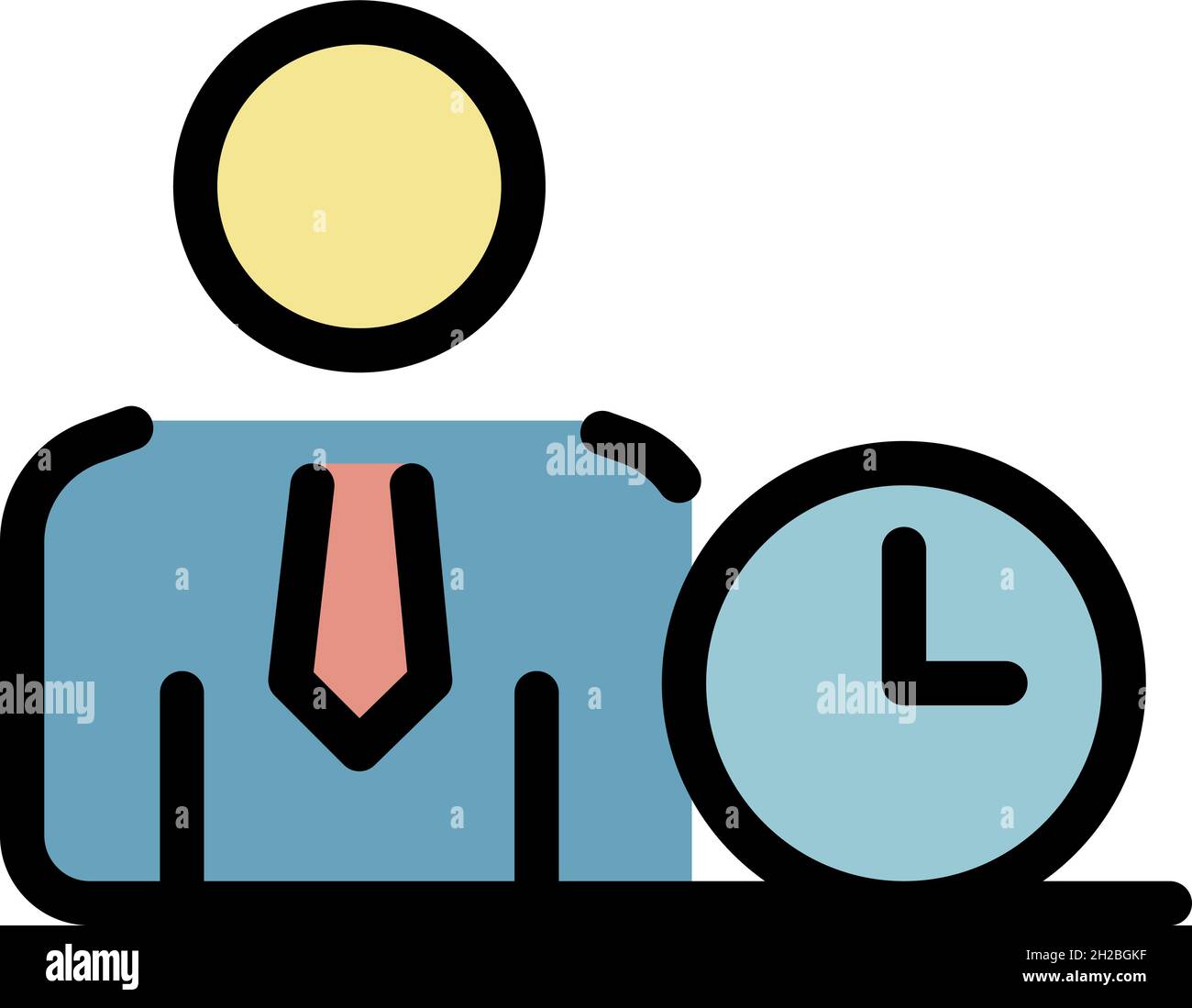 Office work time icon. Outline office work time vector icon color flat ...