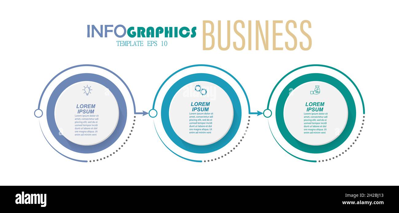 Infographics with pictograms. Template of 3 stages of business ...