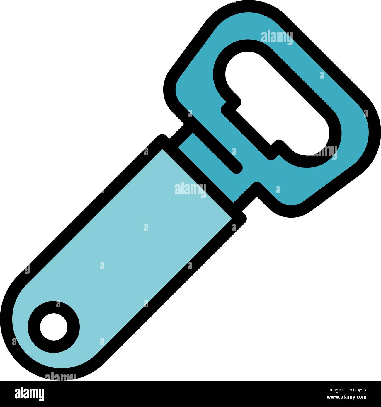 Metal bottle-opener icon. Outline metal bottle-opener vector icon color ...