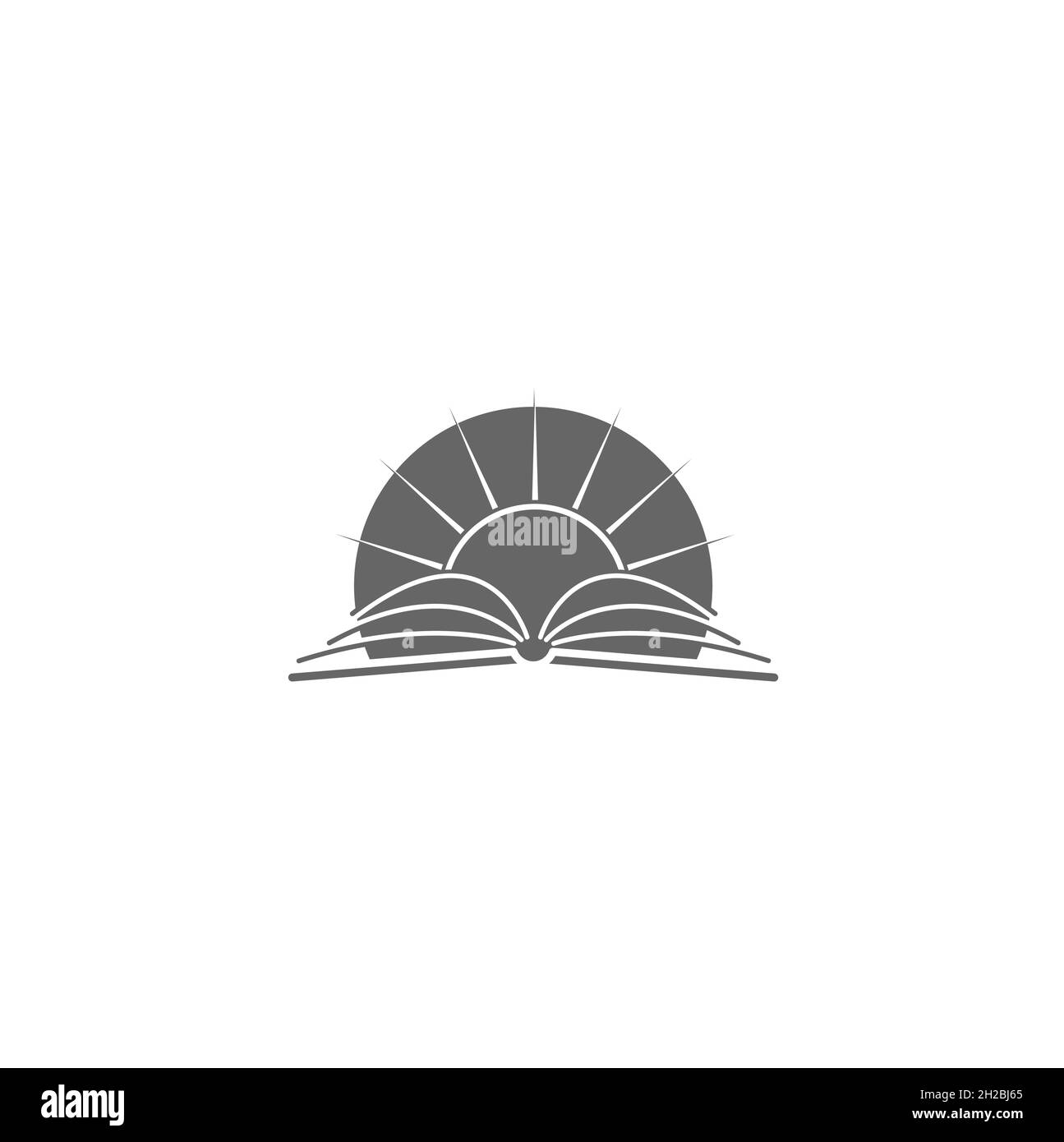 An open book and the sun. A flat icon, a symbol of study and education ...