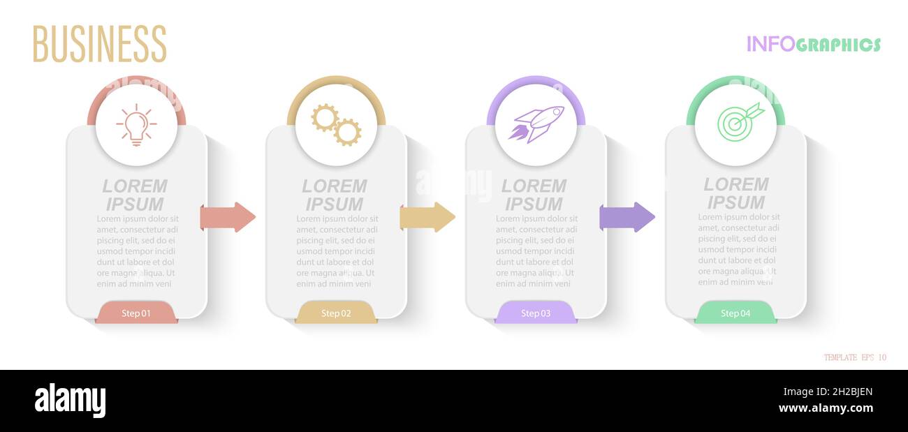 Infographics with pictograms. Template of 4 stages of business ...