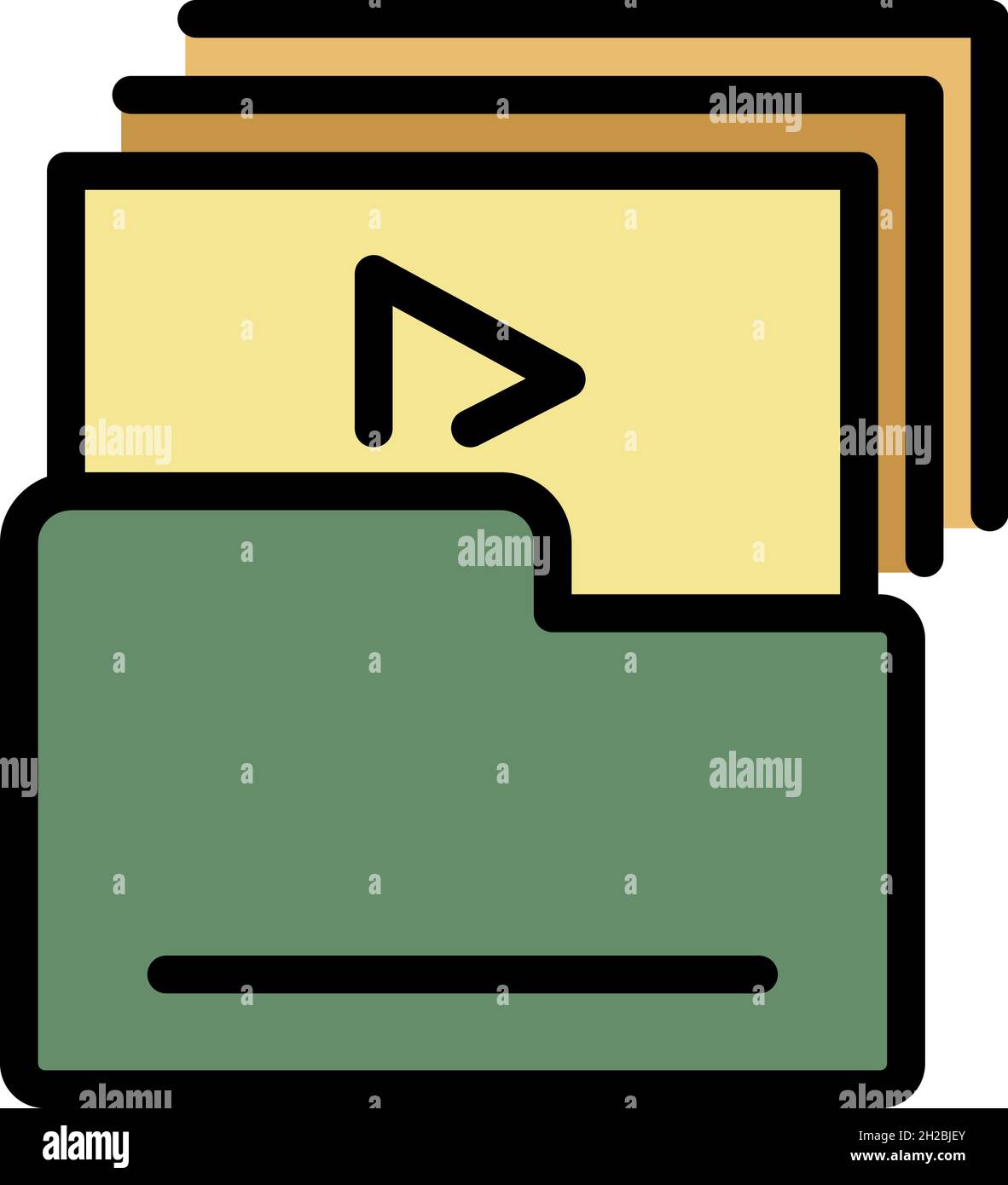 Video folder icon. Outline video folder vector icon color flat isolated ...