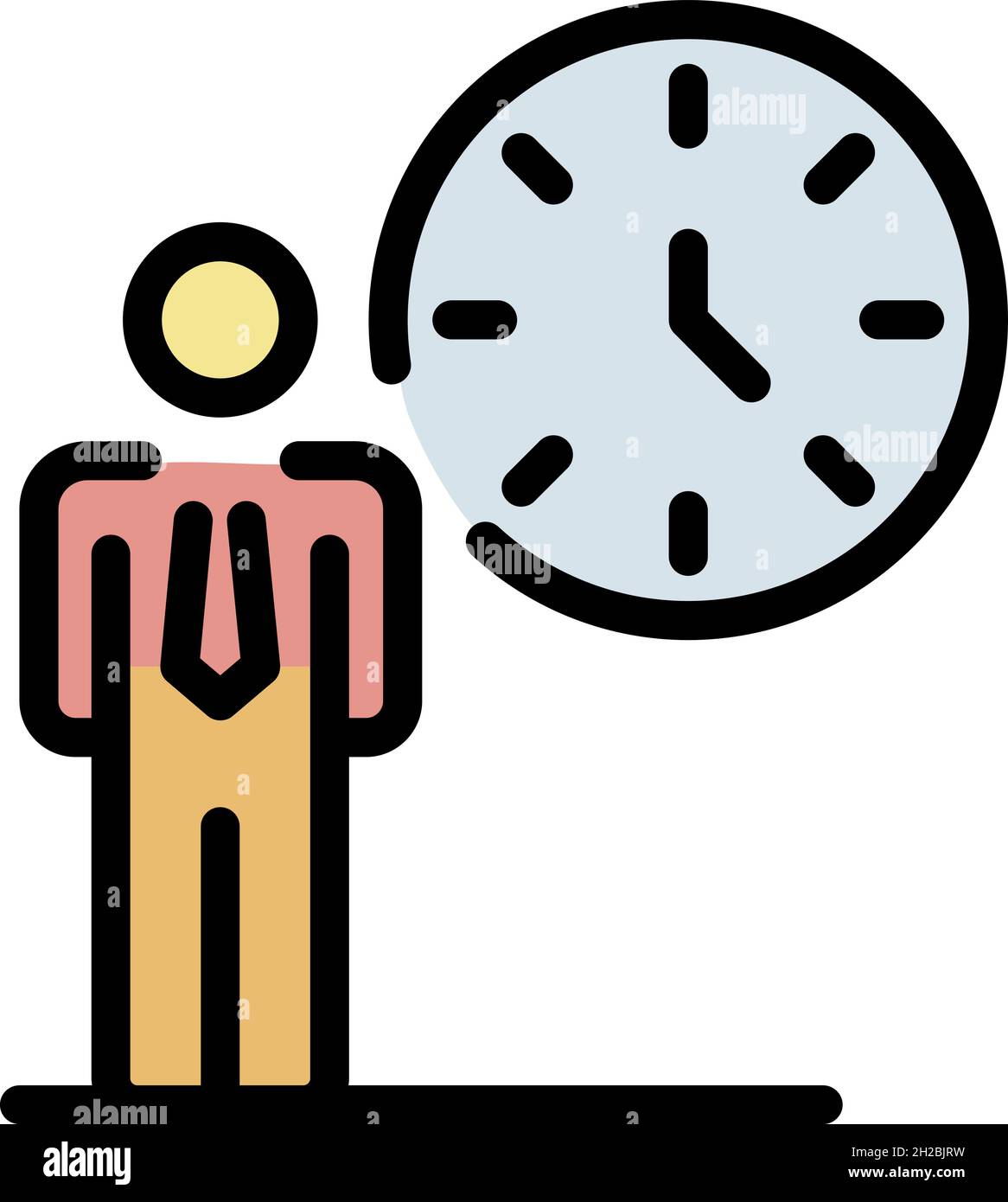 Working time icon. Outline working time vector icon color flat isolated ...