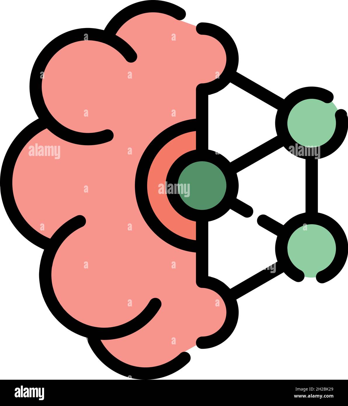 Ai brain icon. Outline ai brain vector icon color flat isolated Stock ...