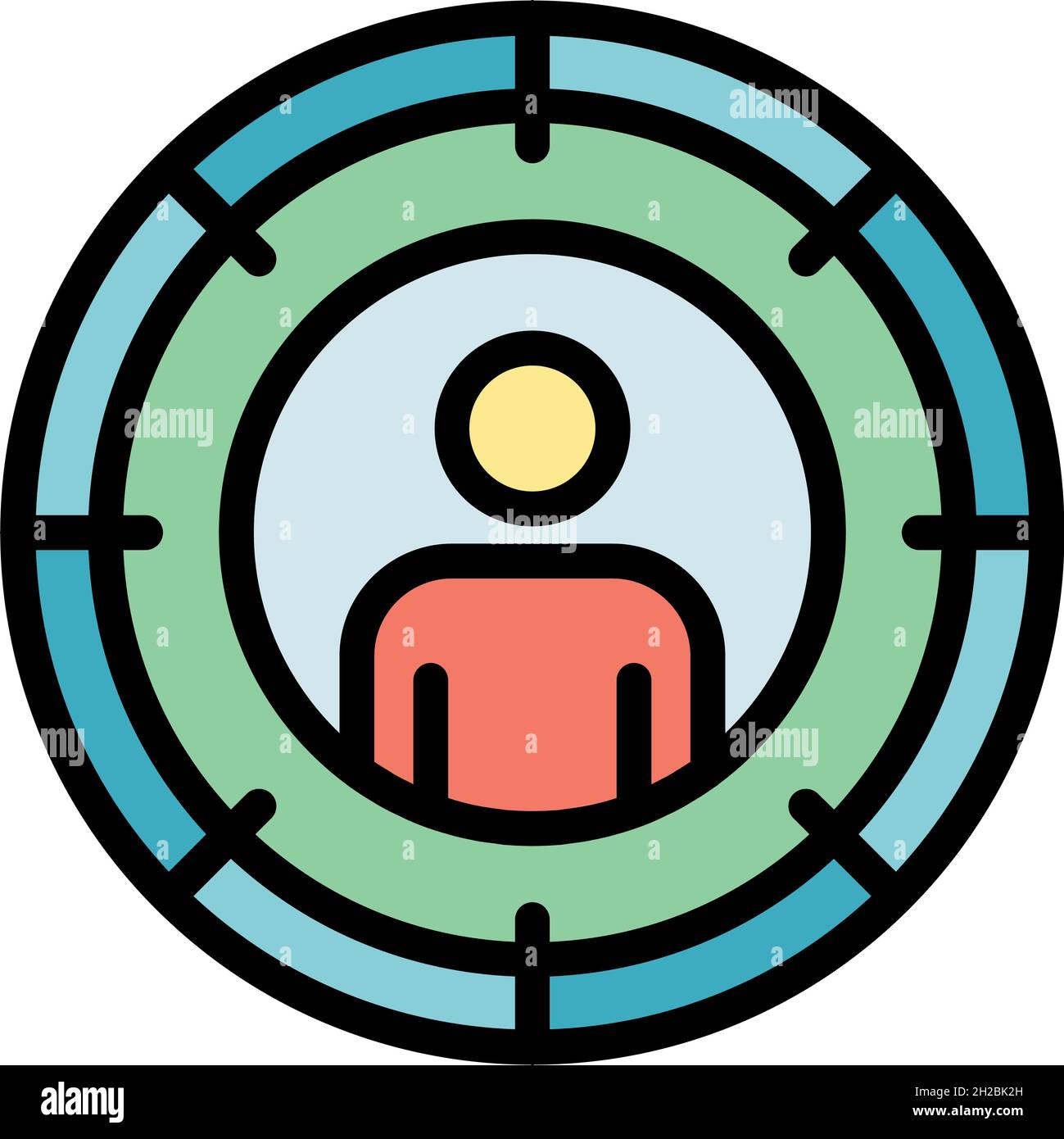 Man target icon. Outline man target vector icon color flat isolated ...