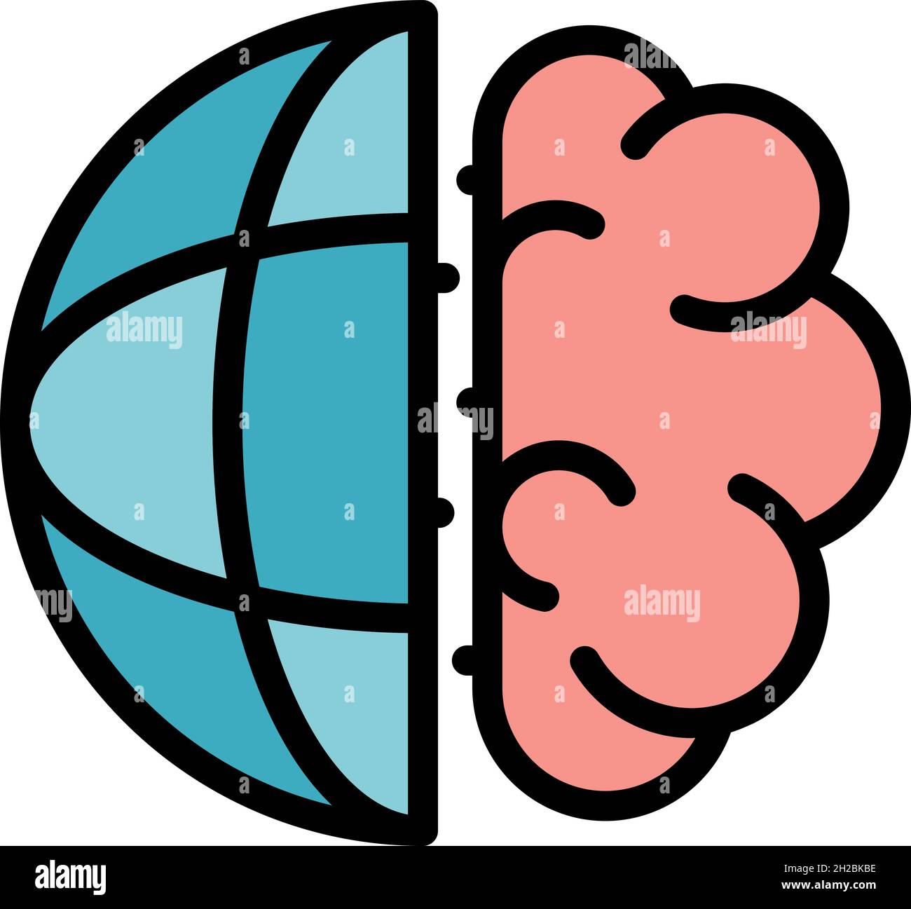 Global brain icon. Outline global brain vector icon color flat isolated ...