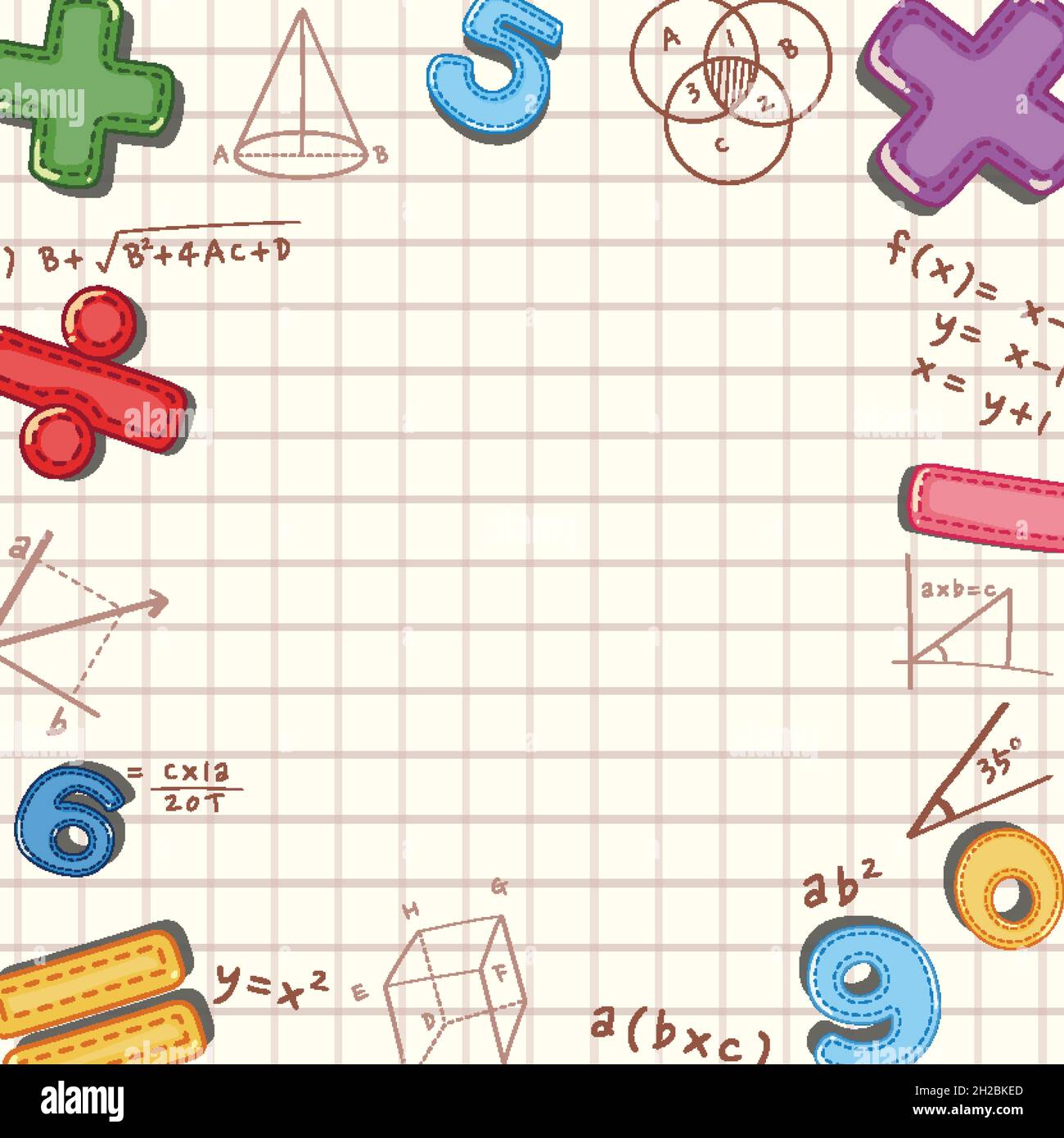Blank math template with math tools and elements illustration Stock ...