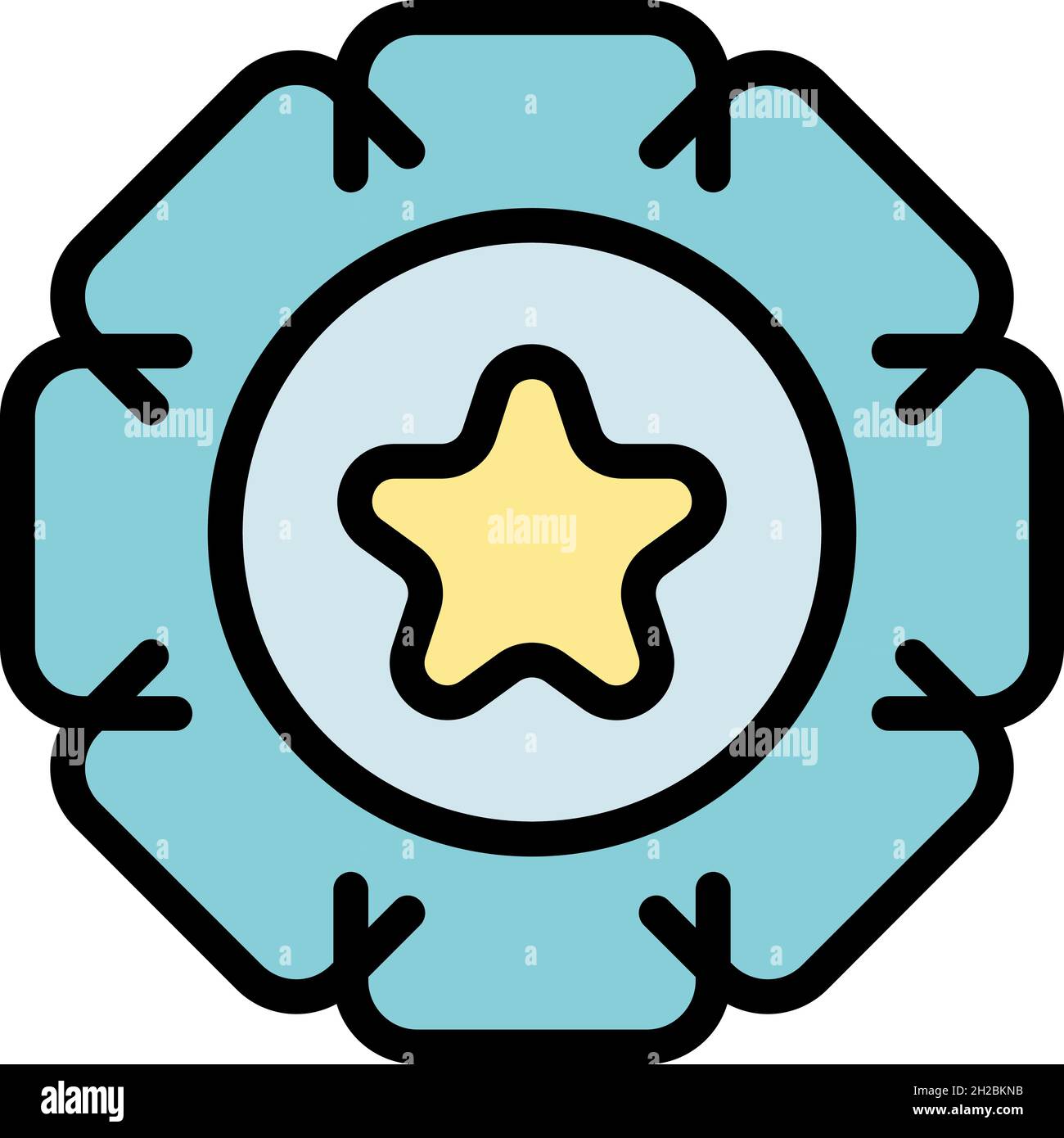 Star emblem icon. Outline star emblem vector icon color flat isolated ...