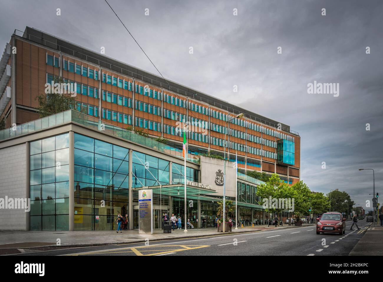 Front view of the entrance to the Mater Hospital in Dublin. Ireland ...