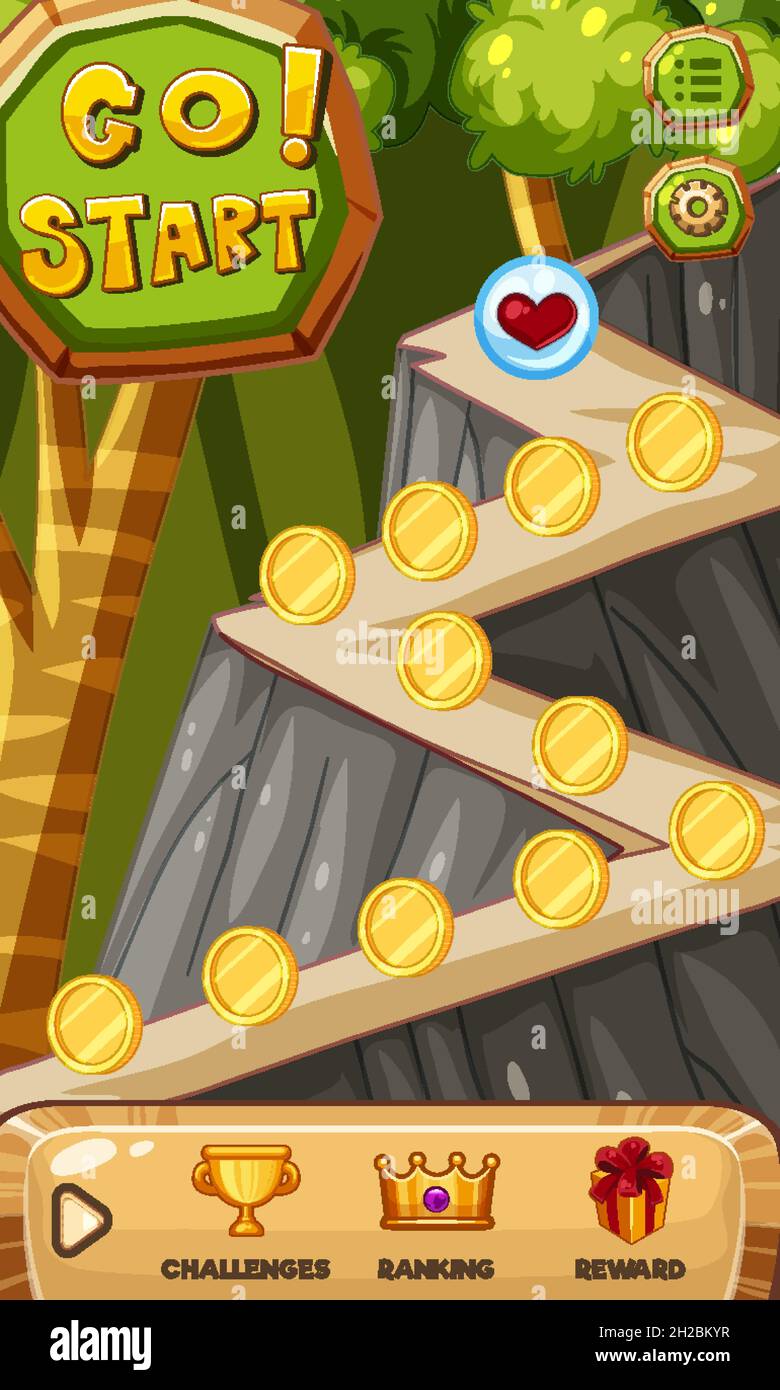 Collecting Coins Platform Game Template illustration Stock Vector Image ...