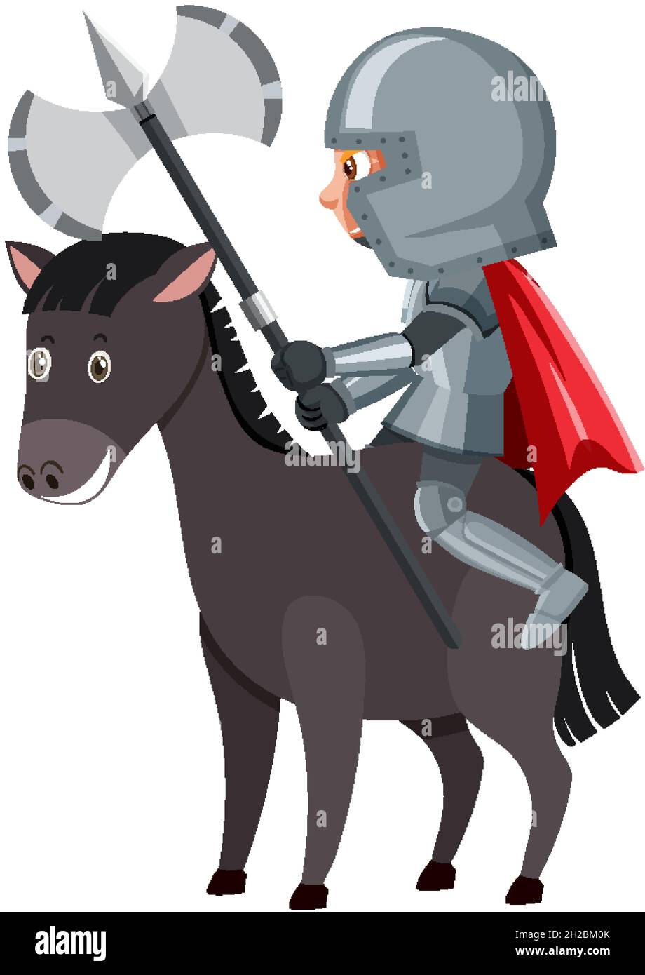 Knight riding horse cartoon character on white background illustration ...
