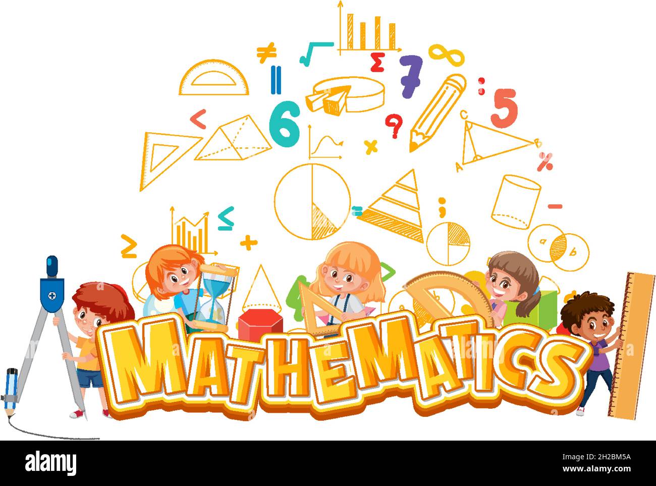 Math icon with kids and math tools illustration Stock Vector Image ...