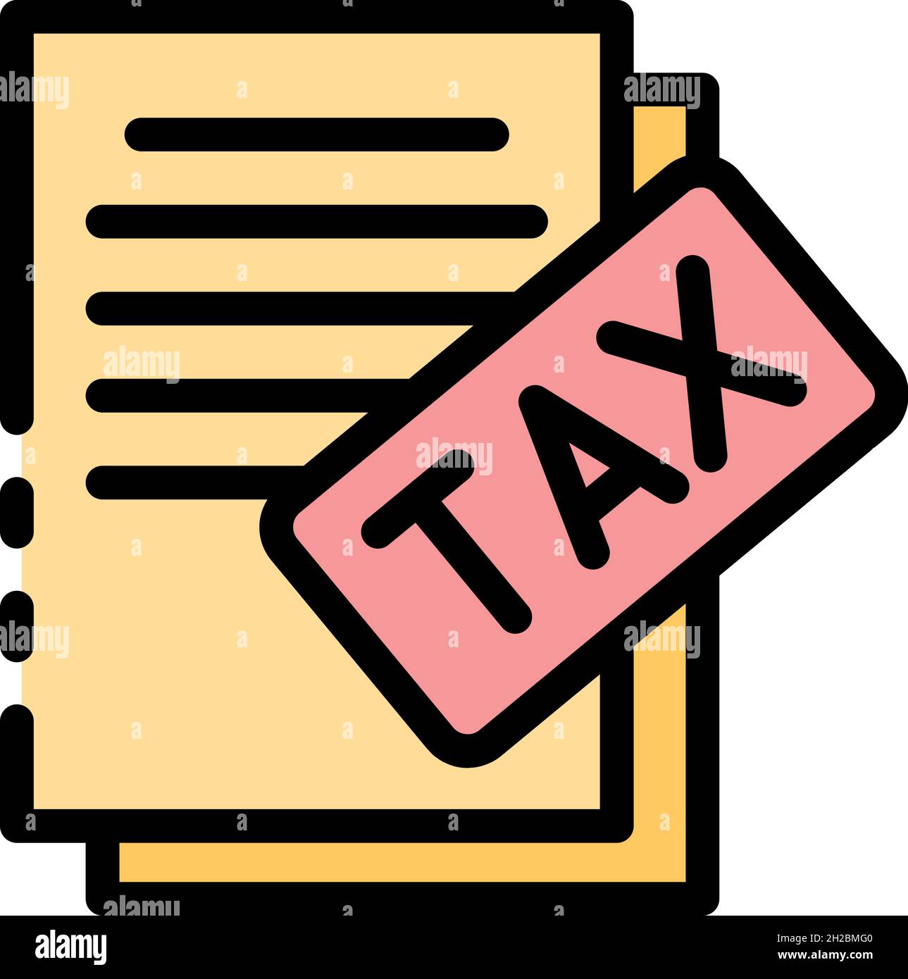 Tax paper icon. Outline tax paper vector icon color flat isolated Stock ...