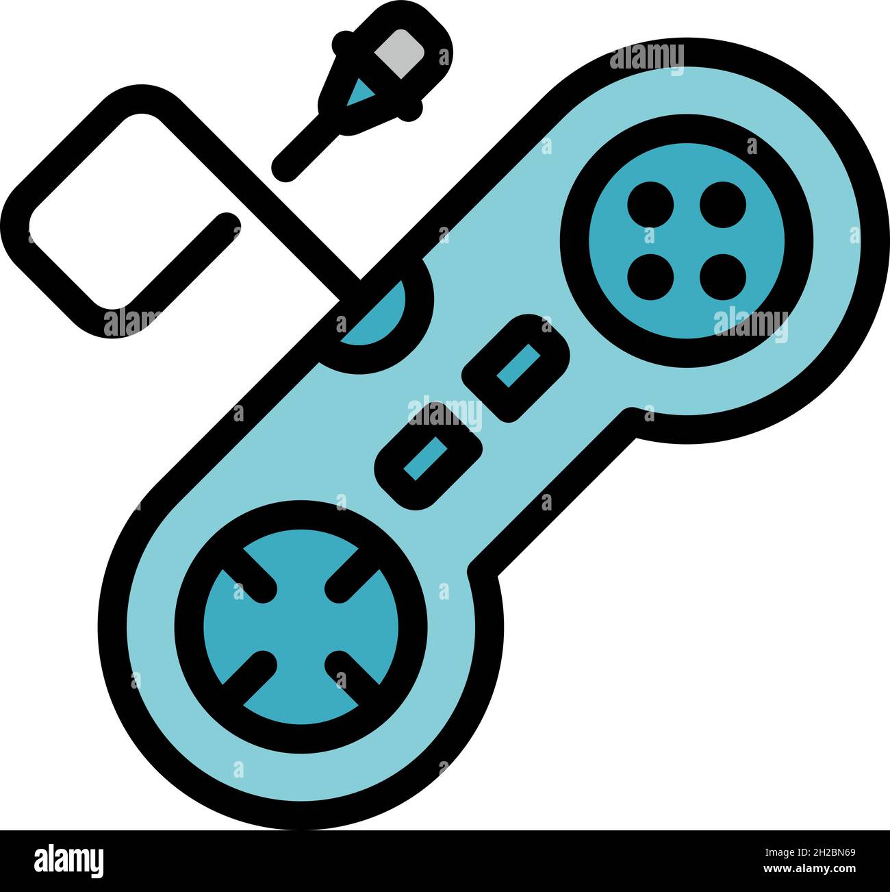 Wired joystick icon. Outline wired joystick vector icon color flat ...