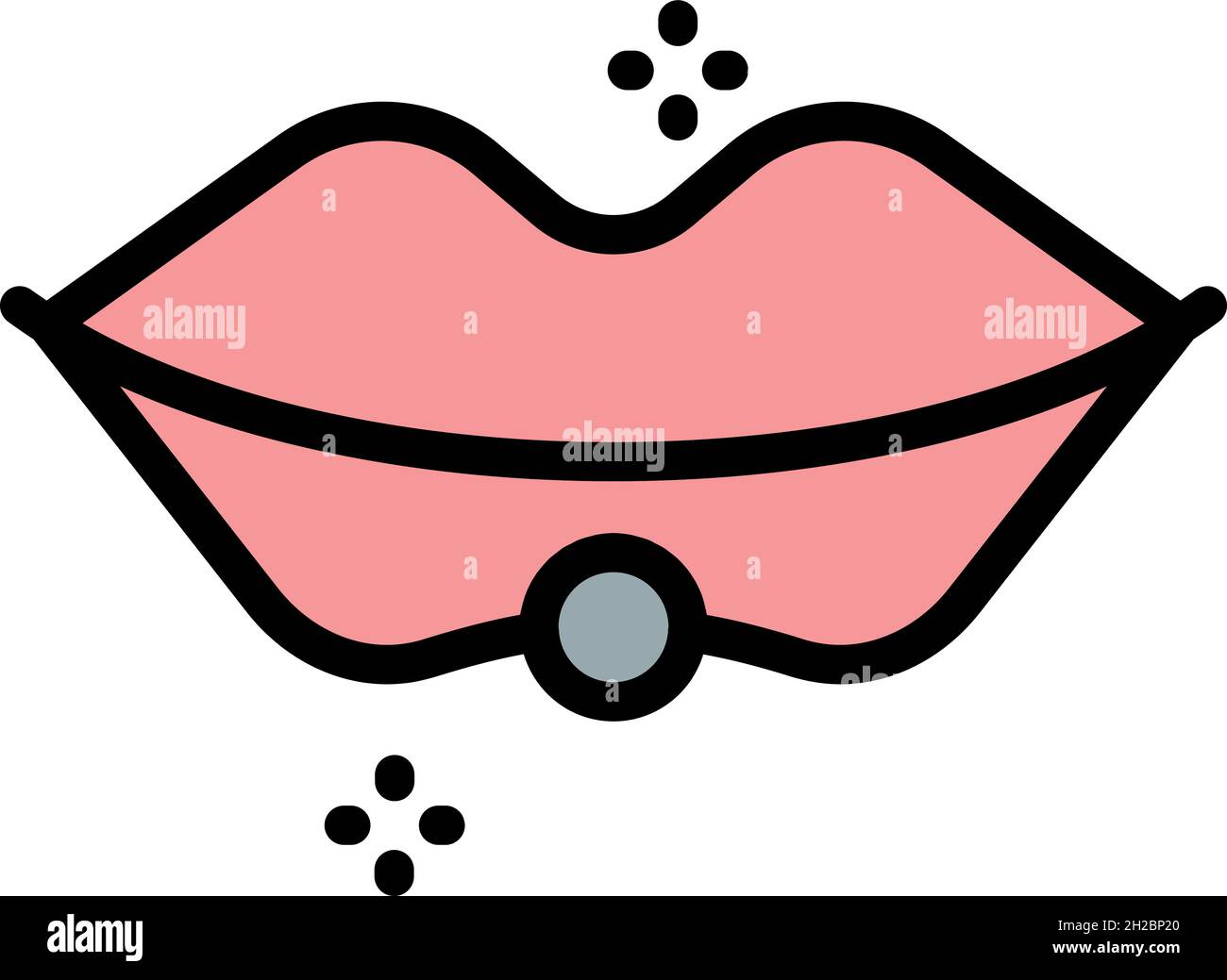 Pearl lips piercing icon. Outline pearl lips piercing vector icon color ...