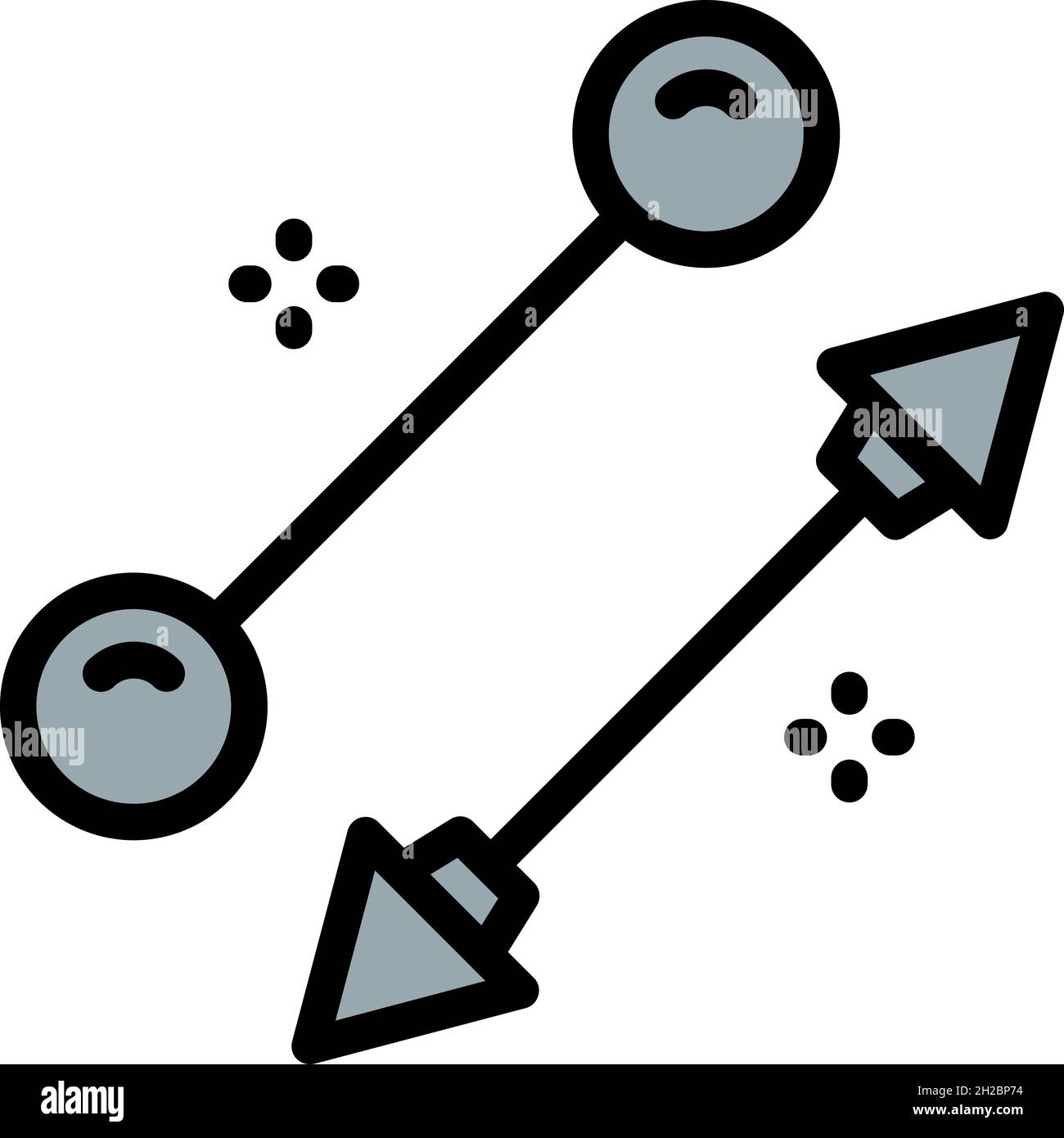 Tongue piercing icon. Outline tongue piercing vector icon color flat ...