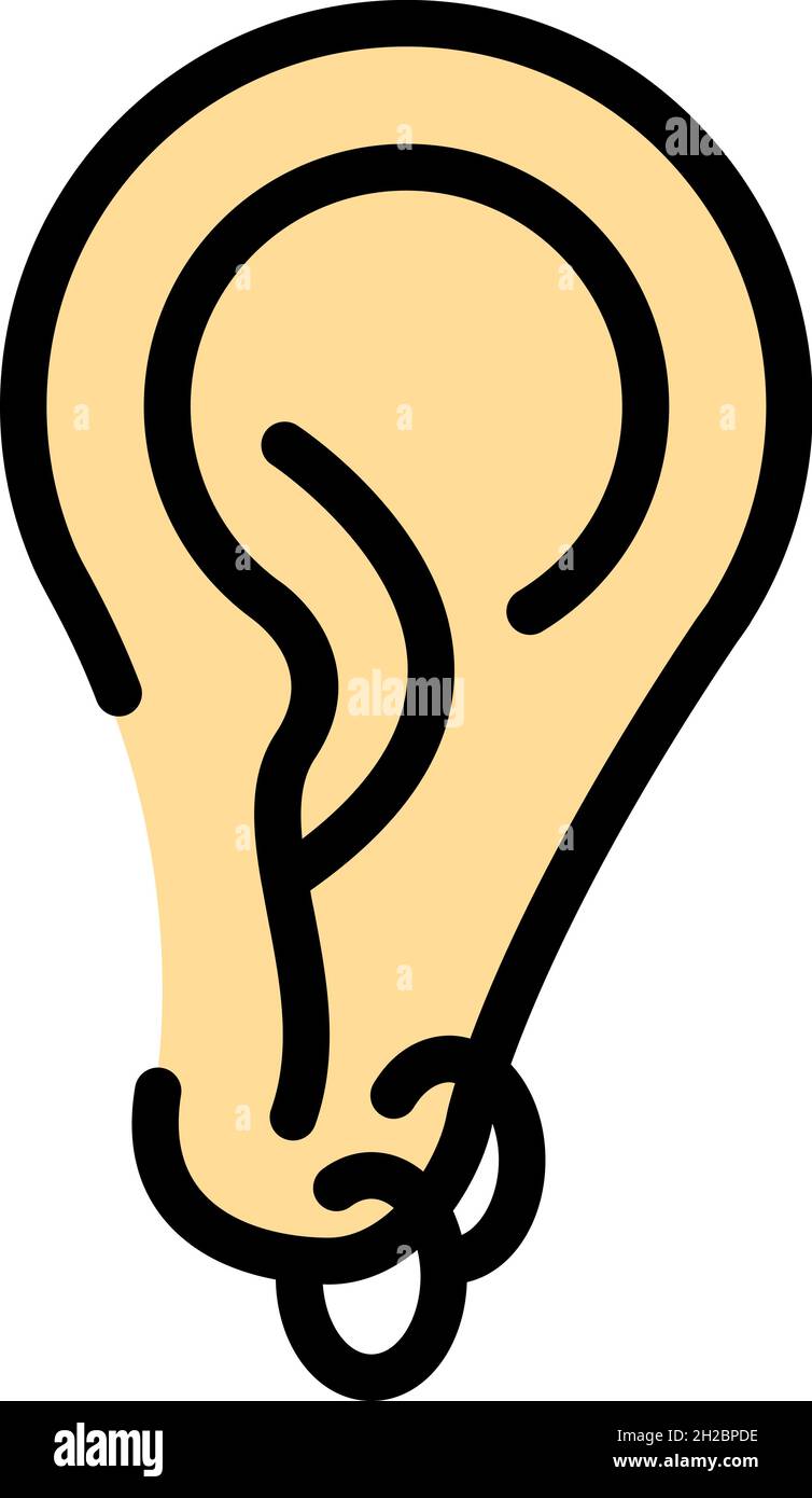 Ear circle piercing icon. Outline ear circle piercing vector icon color ...