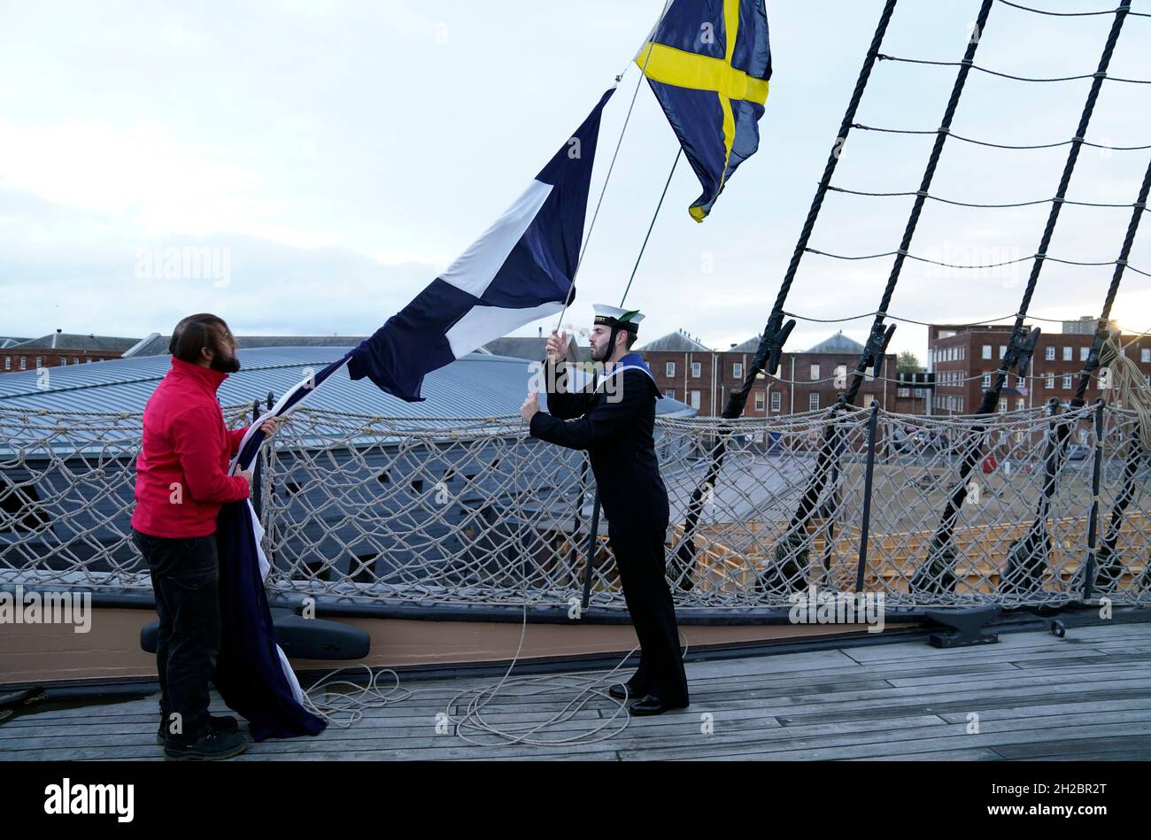 Signal flags forming part of the message issued by Admiral Lord Nelson ...