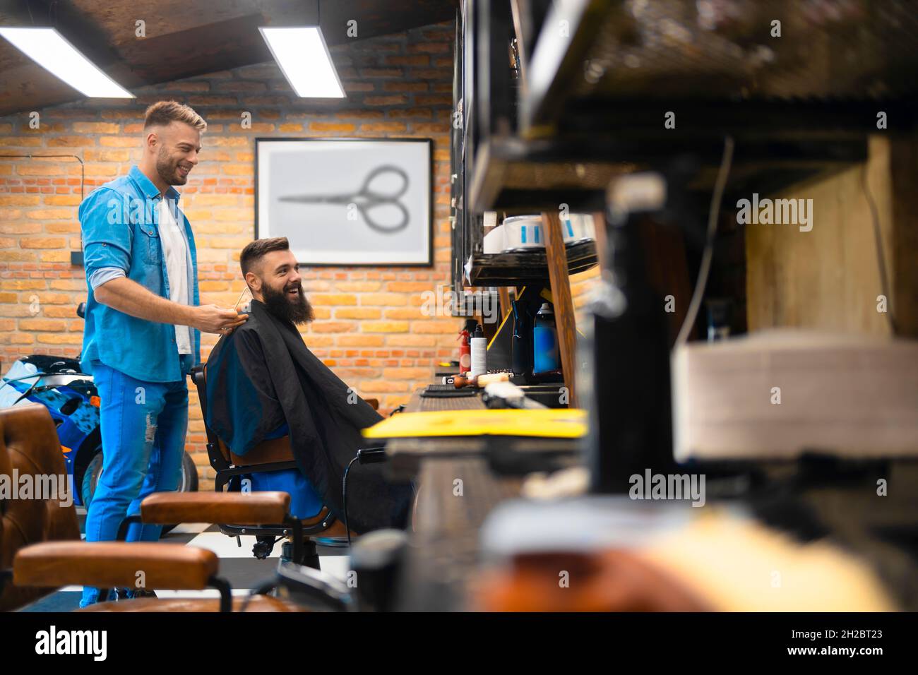 Male barber care smiling hi-res stock photography and images - Alamy