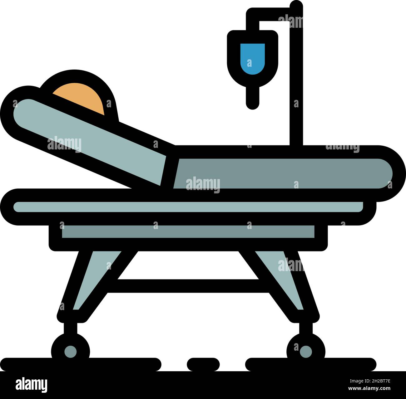 Anesthesia bed icon. Outline anesthesia bed vector icon color flat ...