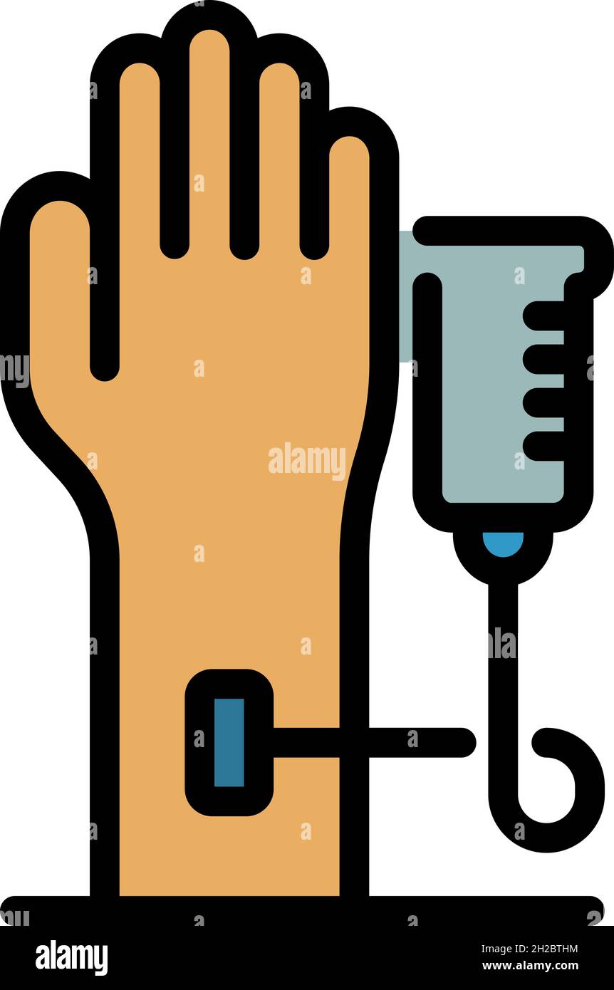 Hand anesthesia icon. Outline hand anesthesia vector icon color flat ...