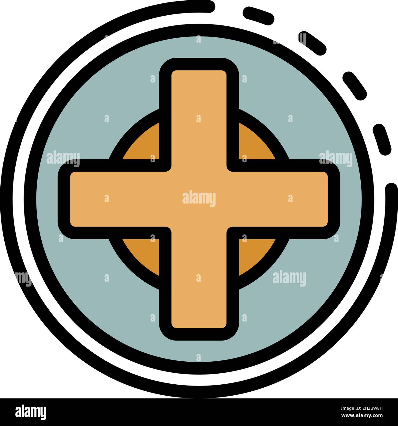 Medical cross icon. Outline medical cross vector icon color flat ...