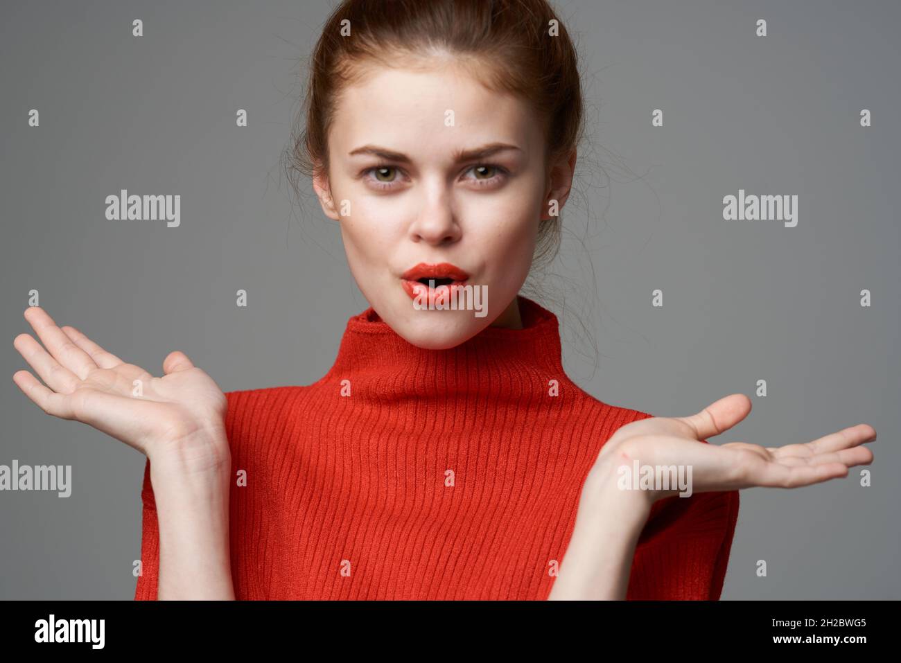 pretty woman posing fashion isolated background Stock Photo - Alamy