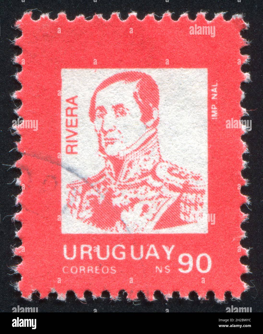 URUGUAY - CIRCA 1990: stamp printed by Uruguay, shows General Jose ...