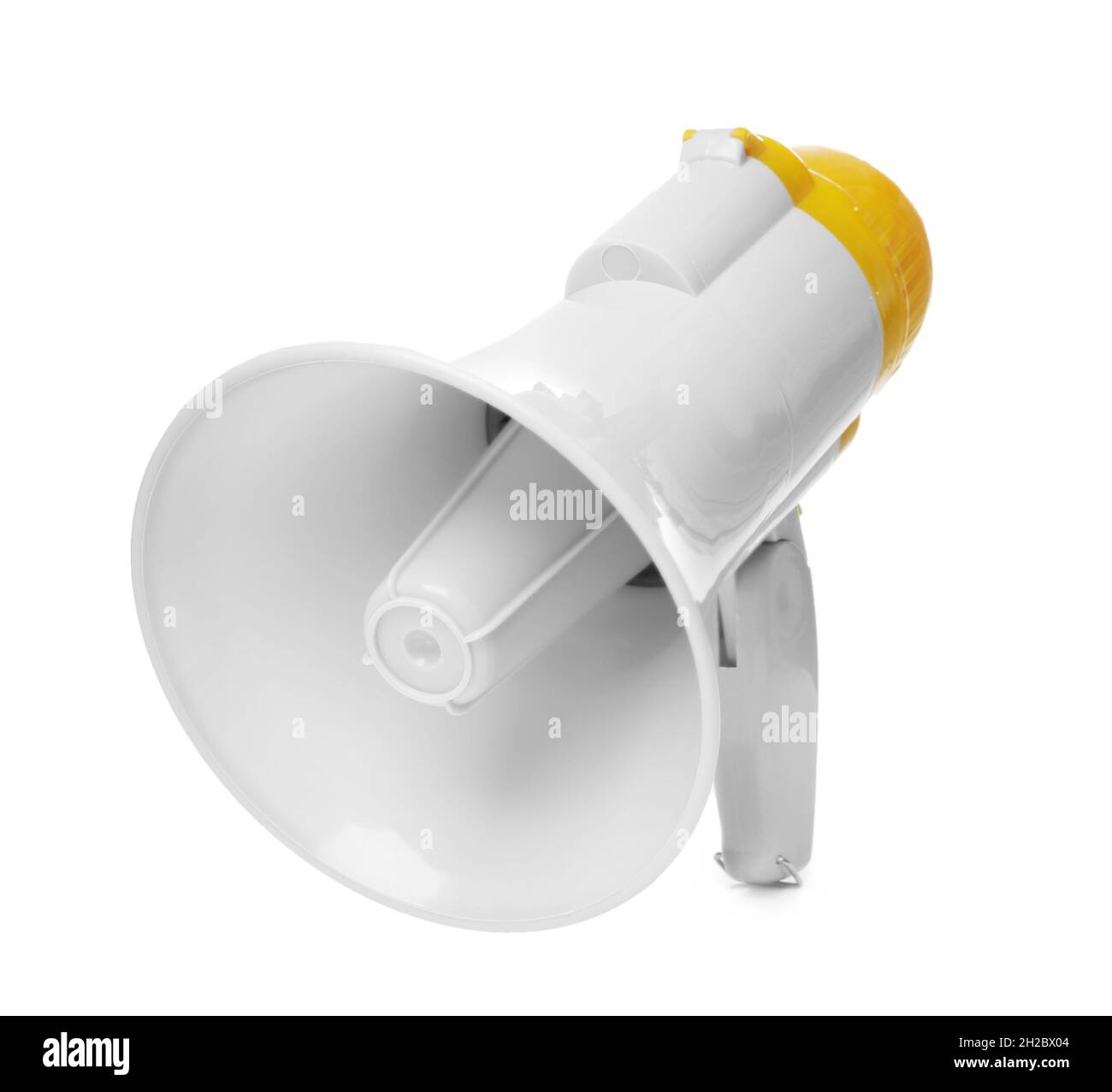 Electronic megaphone on white background Stock Photo - Alamy