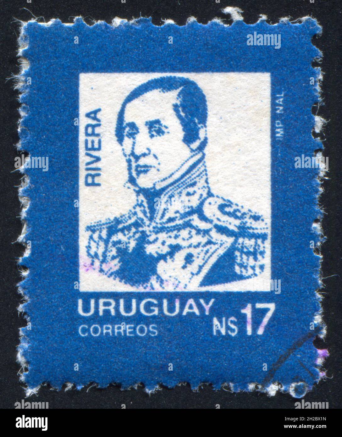 URUGUAY - CIRCA 1990: stamp printed by Uruguay, shows General Jose ...