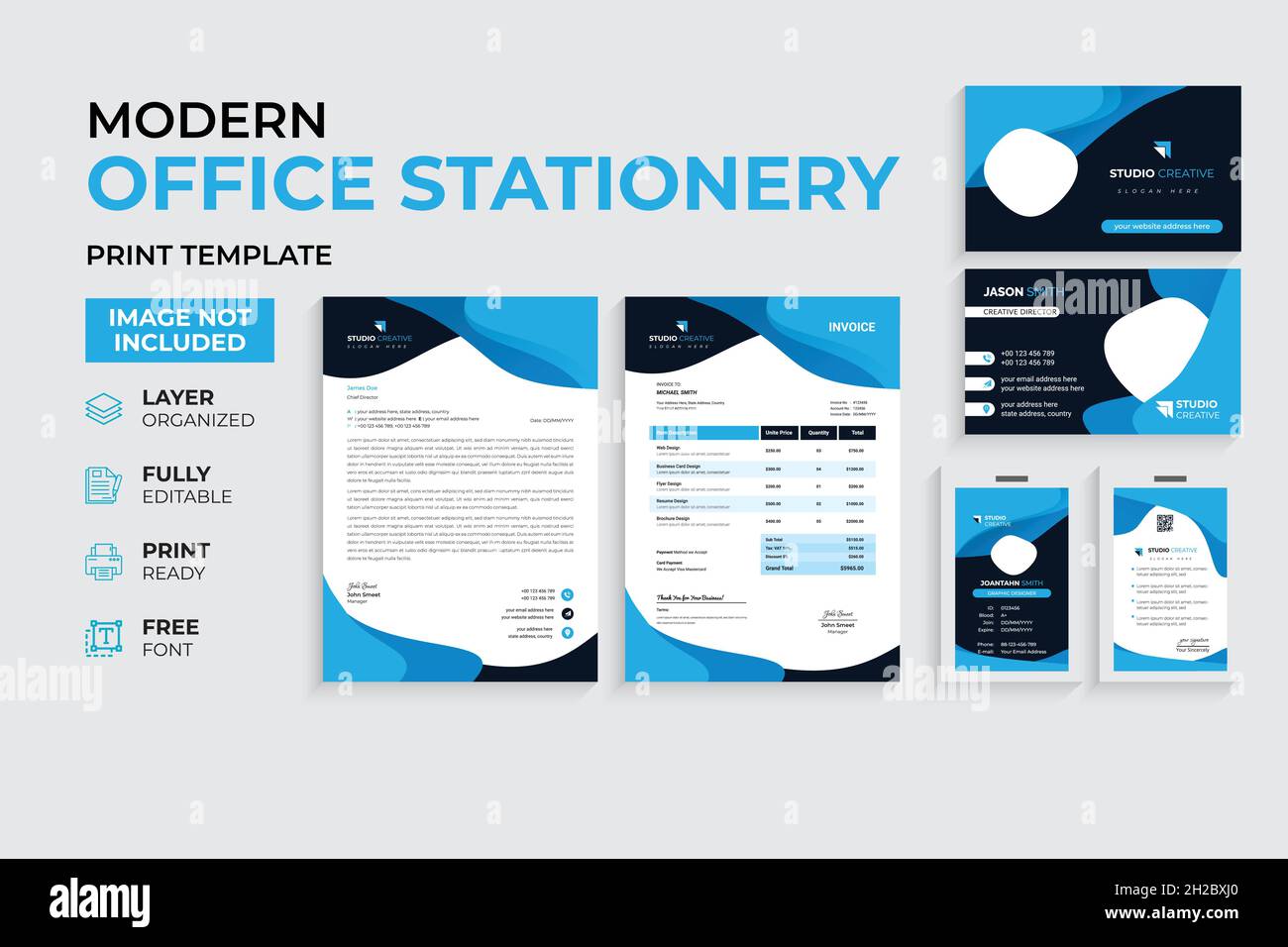 Modern & Creative Office Stationery Template Stock Vector Image & Art ...