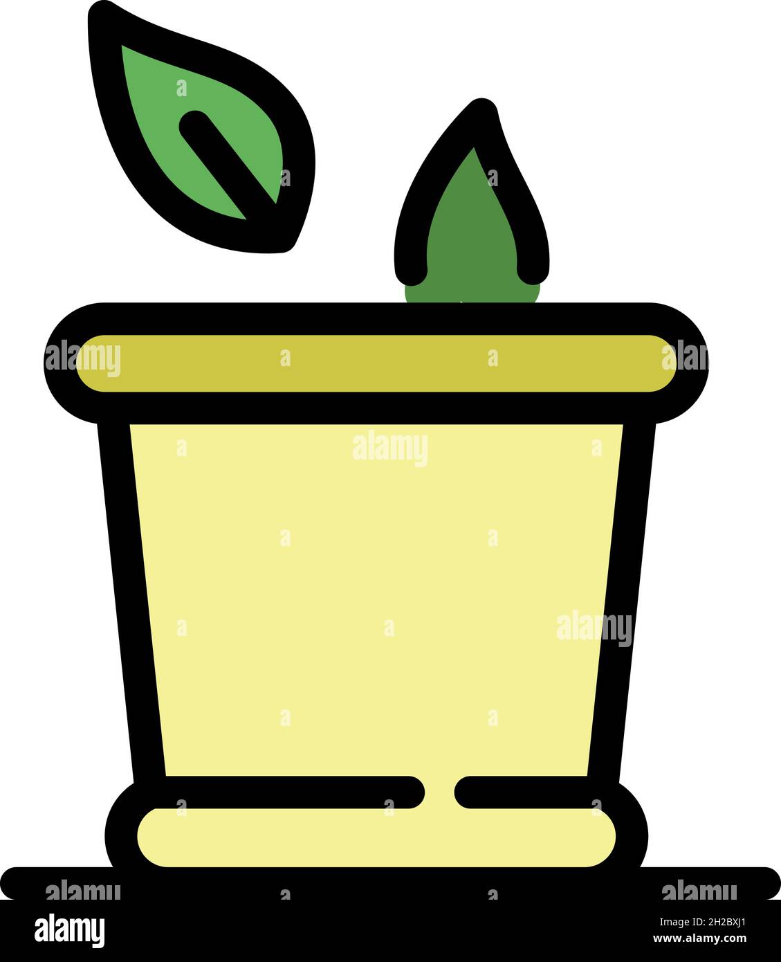Pot of herbs icon. Outline pot of herbs vector icon color flat isolated ...