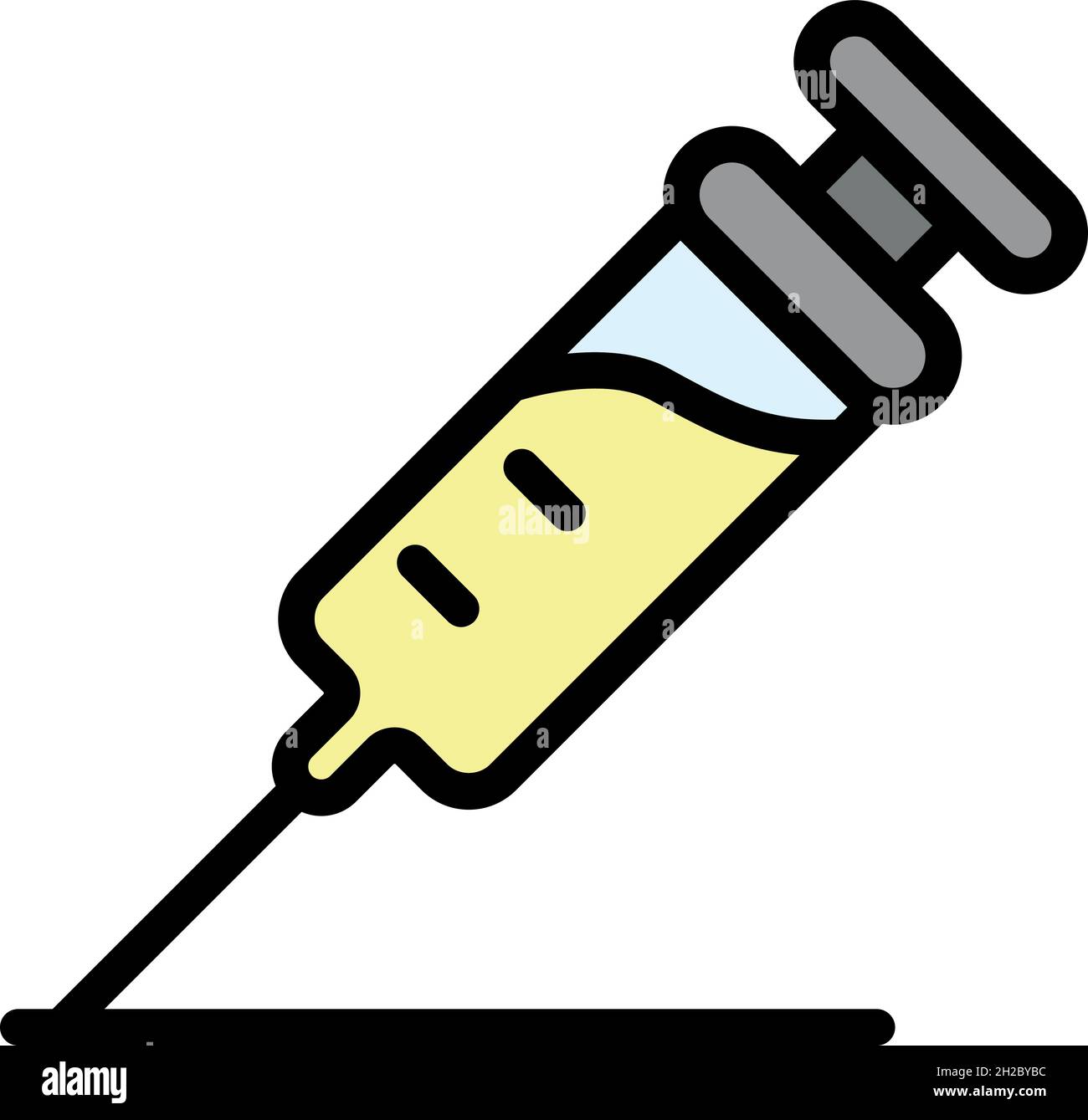 Syringe icon. Outline syringe vector icon color flat isolated Stock ...
