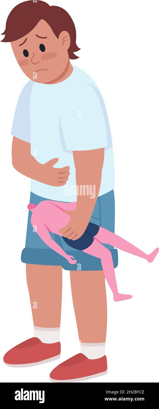 Sad boy with broken toy semi flat color vector character Stock Vector ...