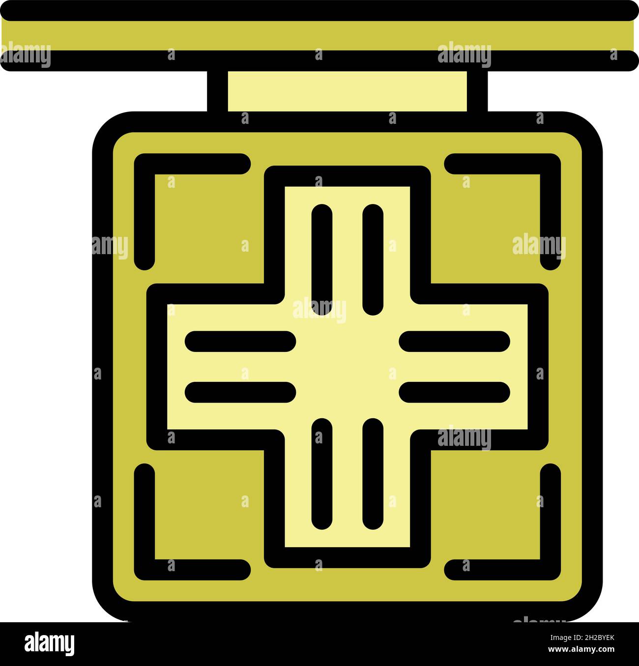 Electric sign medical cross icon. Outline electric sign medical cross ...