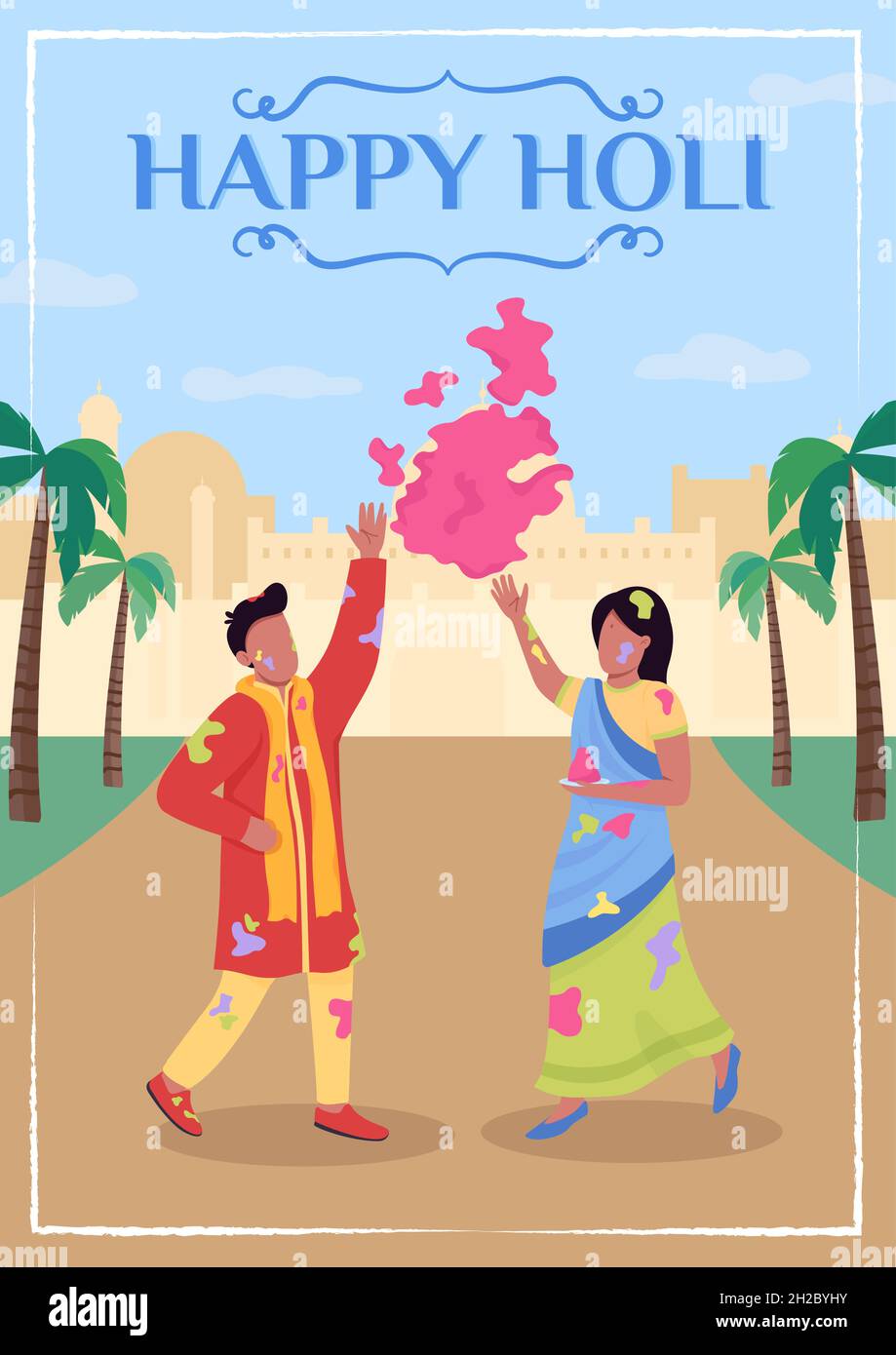 Happy Holi poster flat vector template Stock Vector Image & Art - Alamy