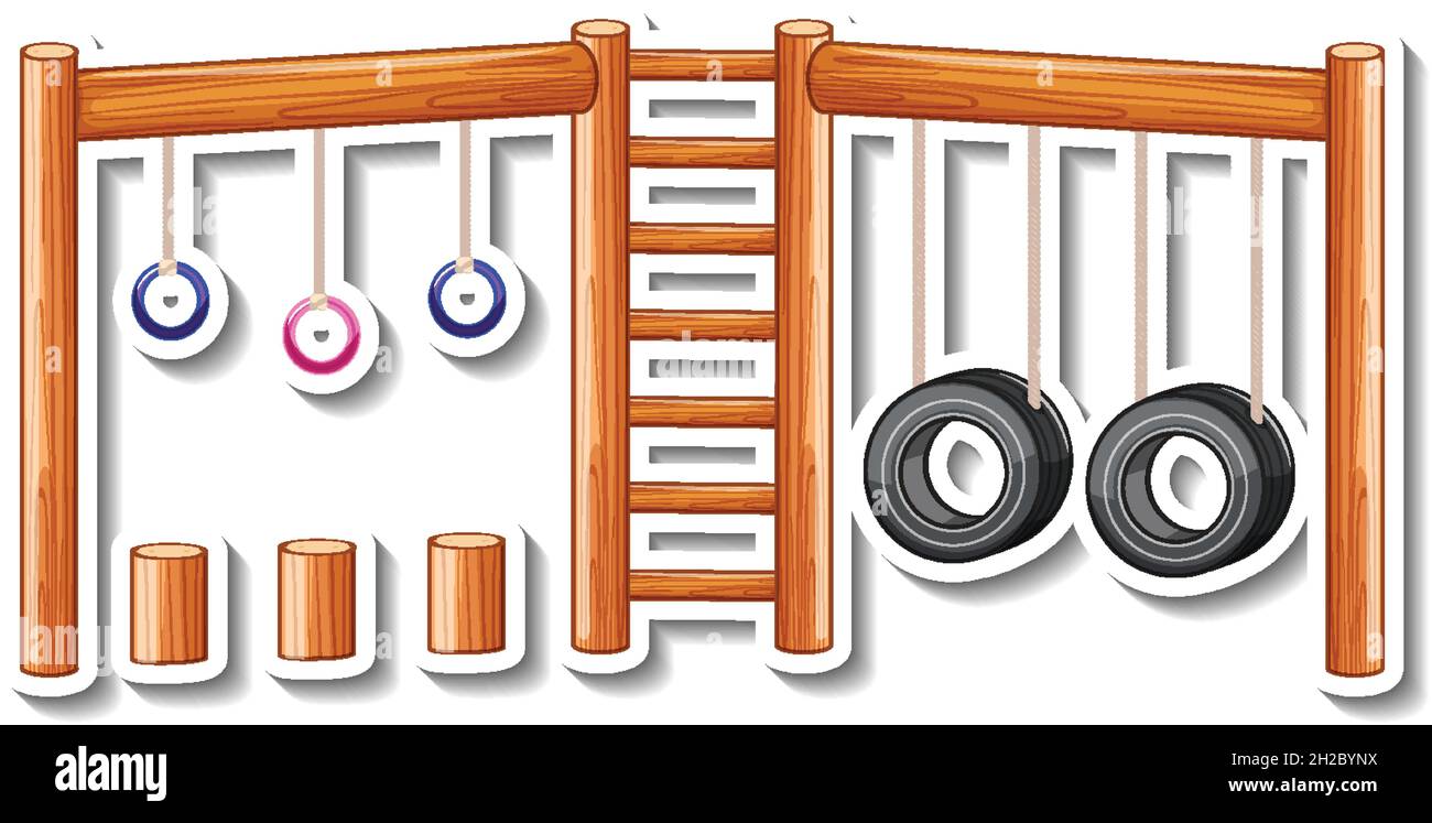 Playground hanging and swings cartoon sticker illustration Stock Vector ...