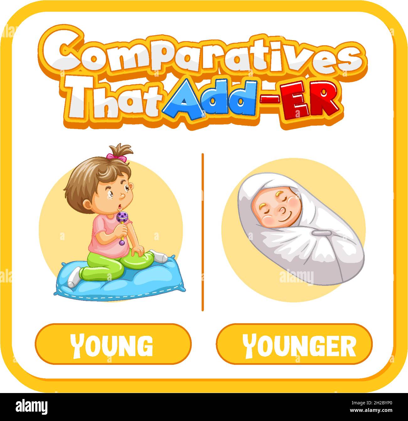 Comparative adjectives for word young illustration Stock Vector Image ...