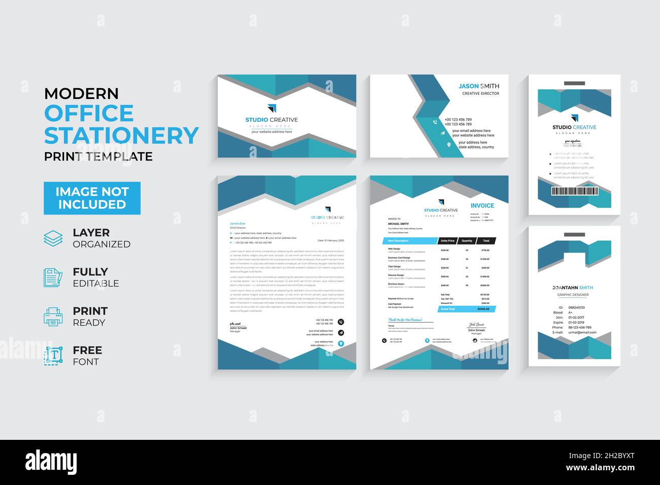 Modern & Creative Office Stationery Template Stock Vector Image & Art ...