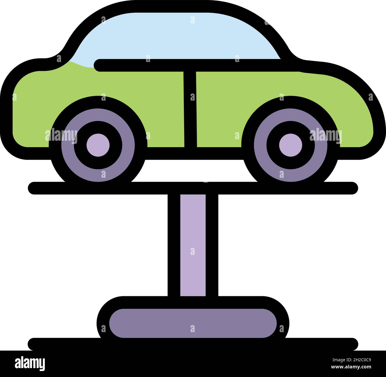 Lift car side view icon. Outline lift car side view vector icon color ...
