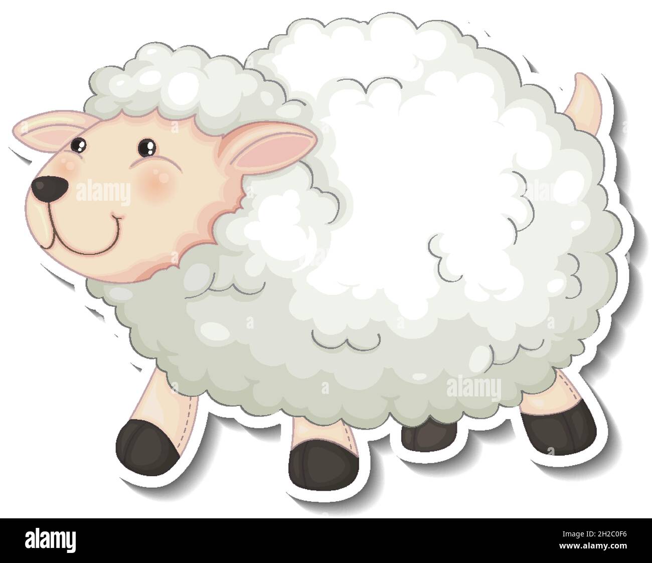 Cute sheep animal cartoon sticker illustration Stock Vector Image & Art ...