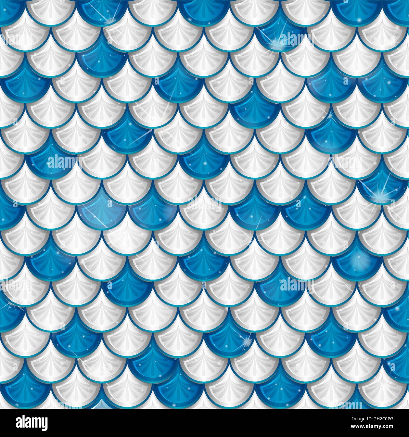 Blue and silver mermaid scales seamless pattern illustration Stock ...