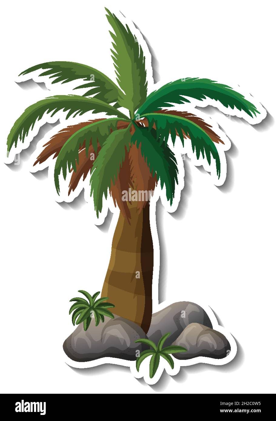 Palm tree sticker isolated on white background illustration Stock ...