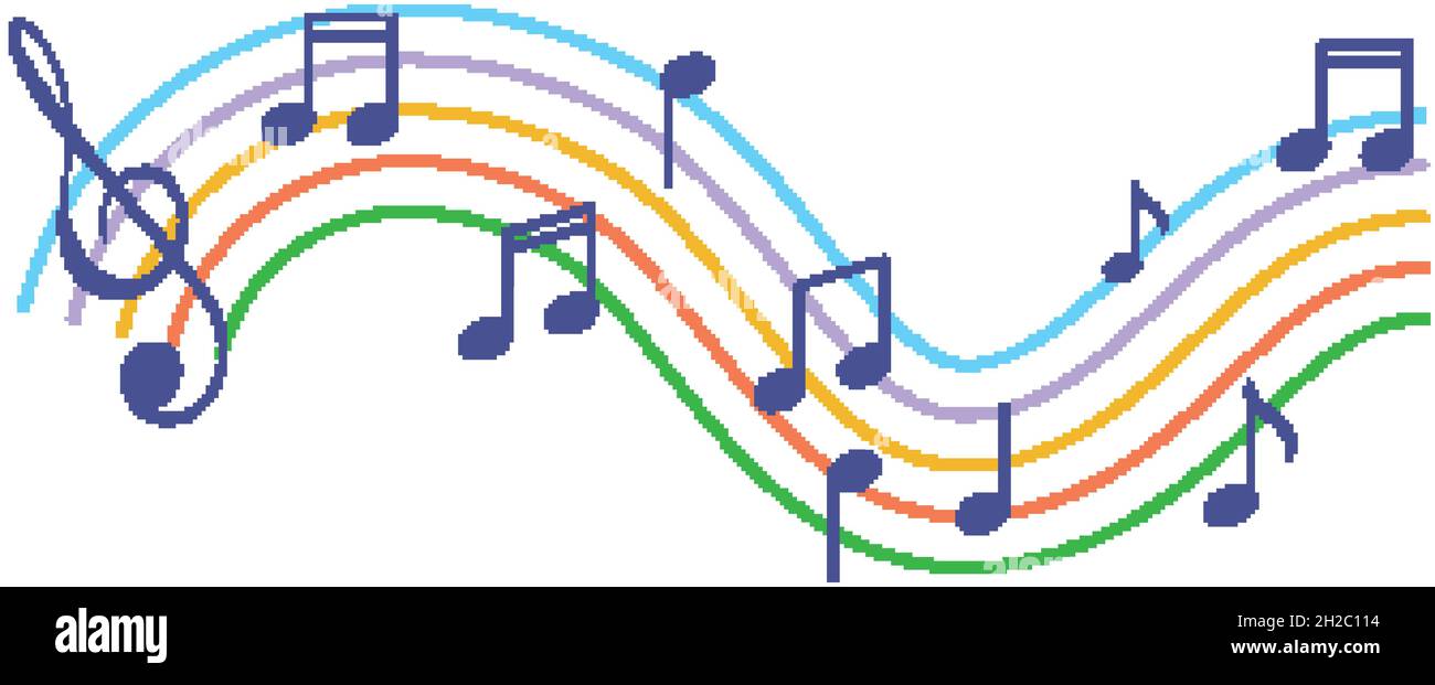 Musical symbols wave on white background illustration Stock Vector ...