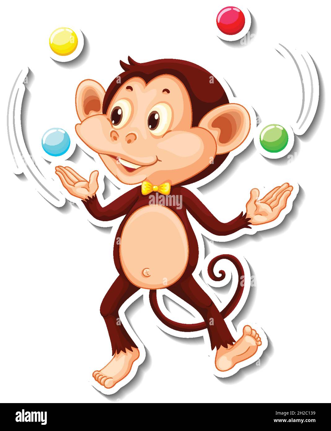 Monkey juggling balls cartoon character sticker illustration Stock ...