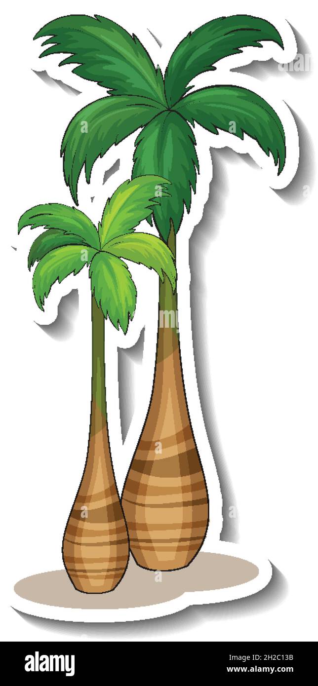 Palm tree sticker isolated on white background illustration Stock ...