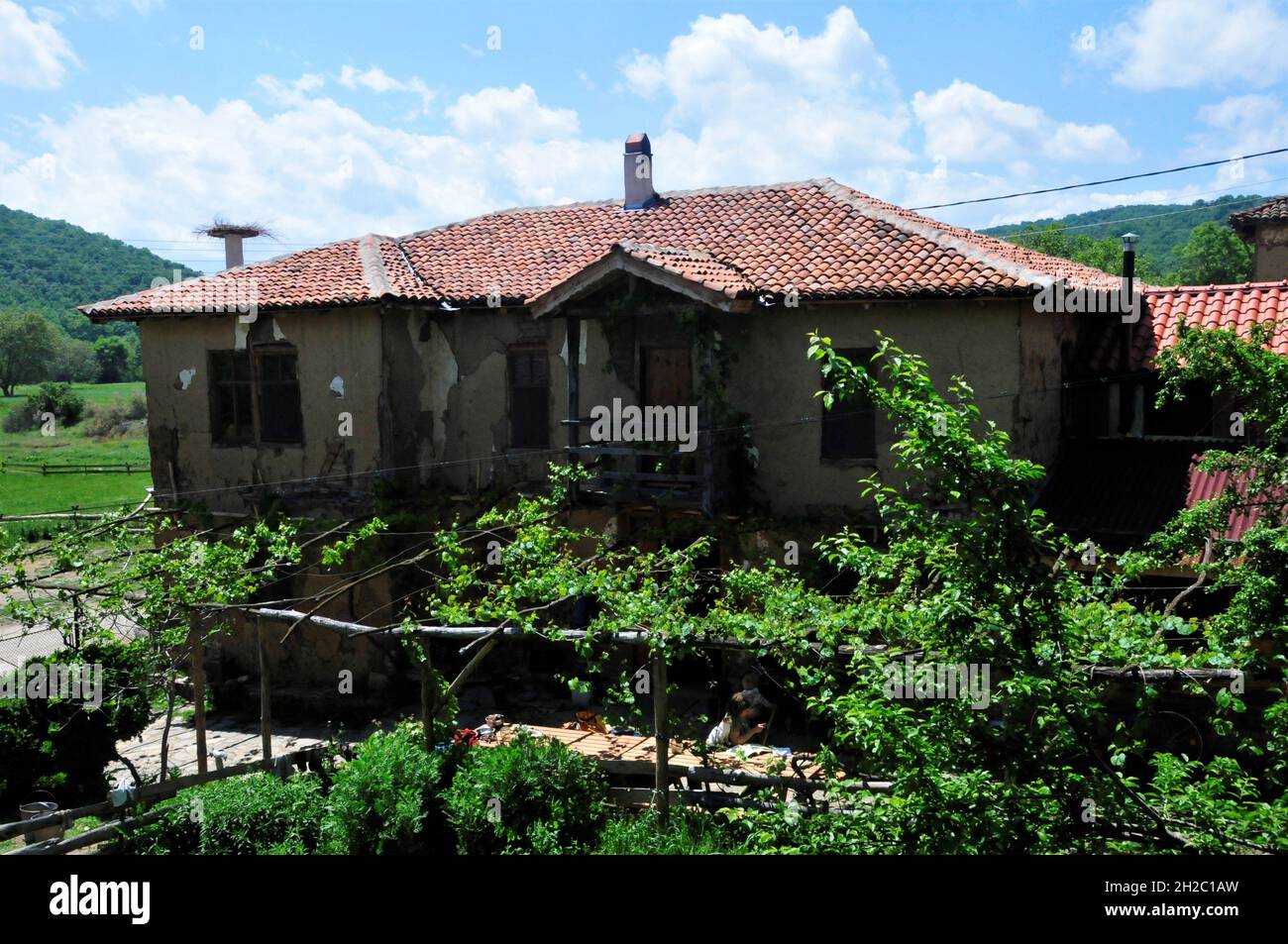 Mud houses and collapsed houses in an almost deserted village in ...